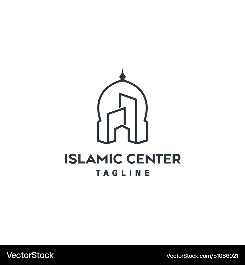 Islamic center logo symbol design flat Royalty Free Vector