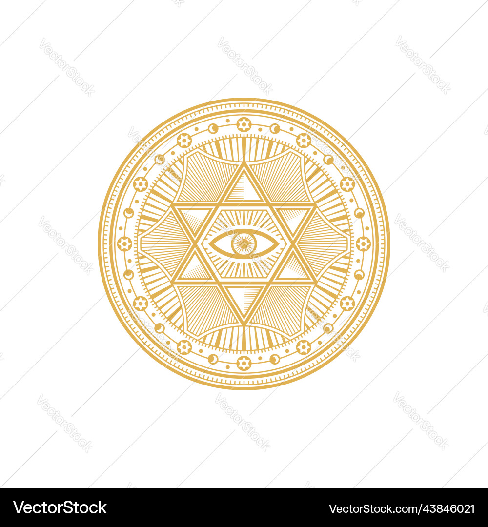 Magic sacred symbol with eye esoteric ornaments Vector Image
