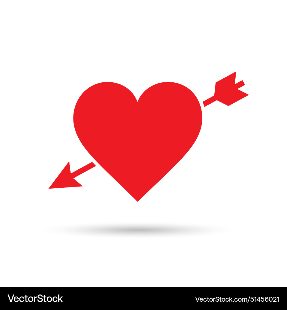 Red love heart and with an arrow Royalty Free Vector Image