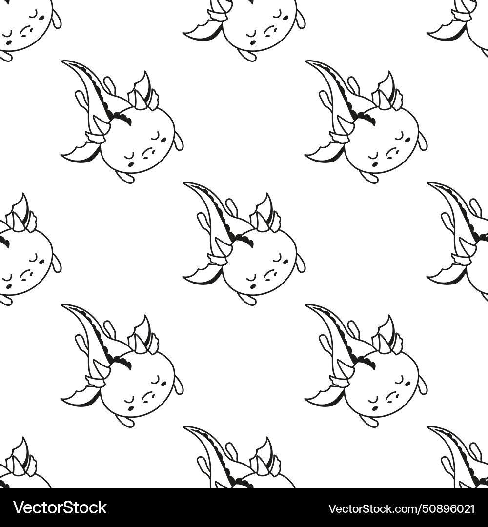 Seamless pattern cartoon dragon flying Royalty Free Vector