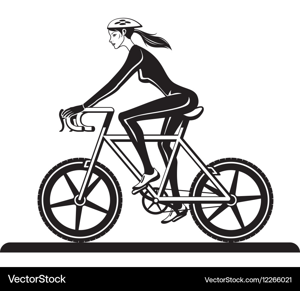 Sporty girl training with bicycle Royalty Free Vector Image