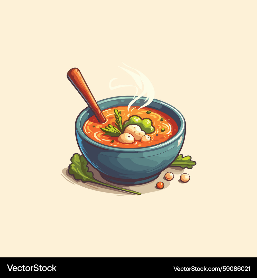 Steaming bowl of soup Royalty Free Vector Image