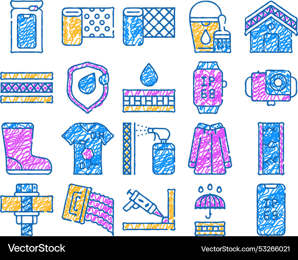 Waterproof material icon hand drawn Royalty Free Vector