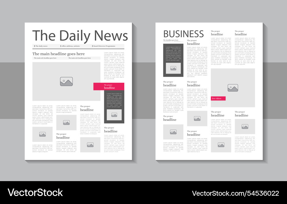 Daily newspaper journal design template Royalty Free Vector