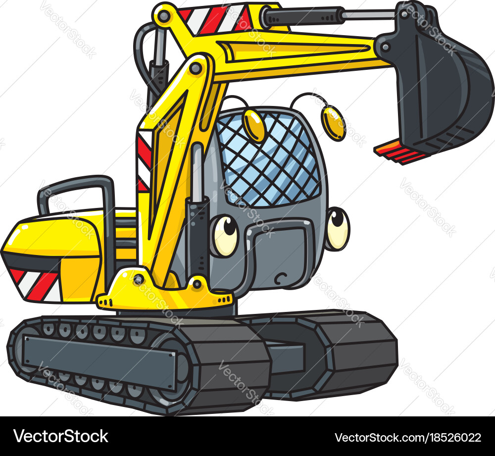 Funny small excavator with eyes Royalty Free Vector Image