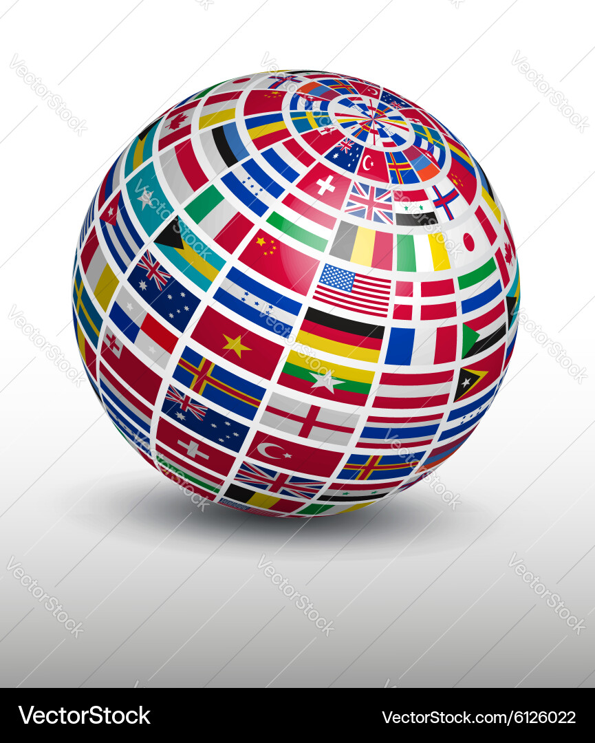 Globe made out of world flags Royalty Free Vector Image