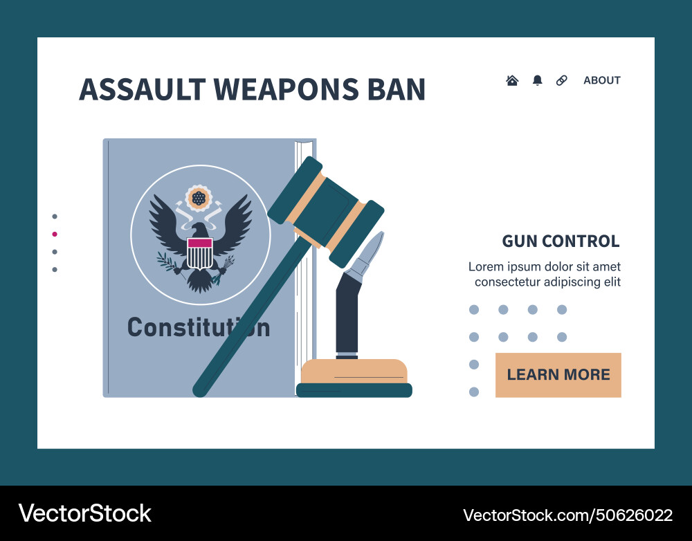 Gun control web or landing set second amendment Vector Image