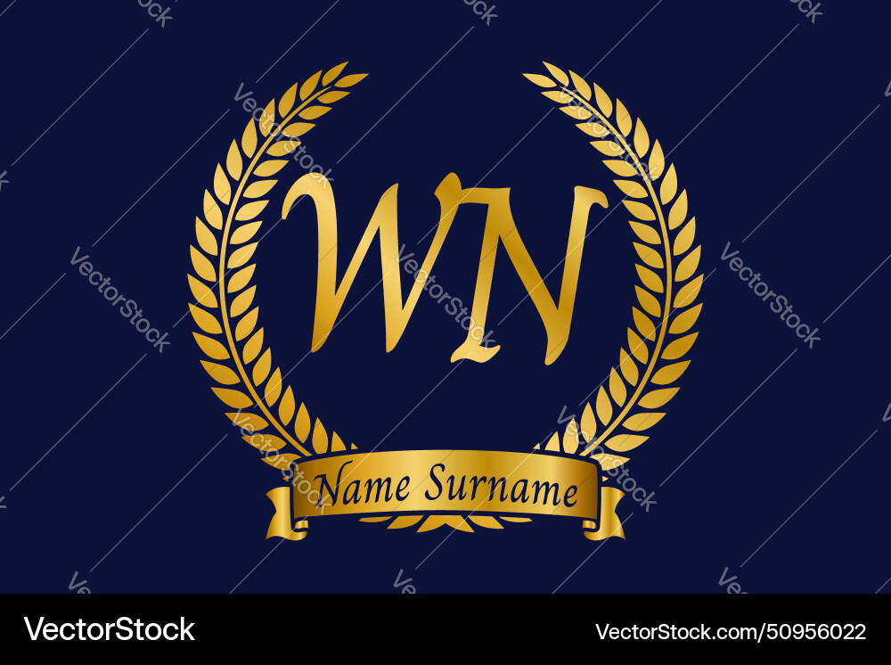 Initial Letter W And N Wn Monogram Logo Design Vector Image