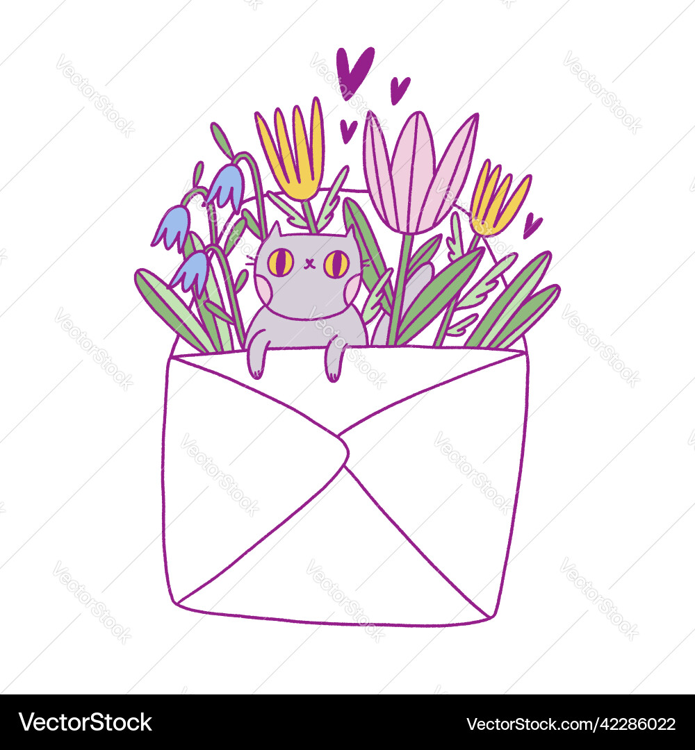 Kitty in a mail letter Royalty Free Vector Image