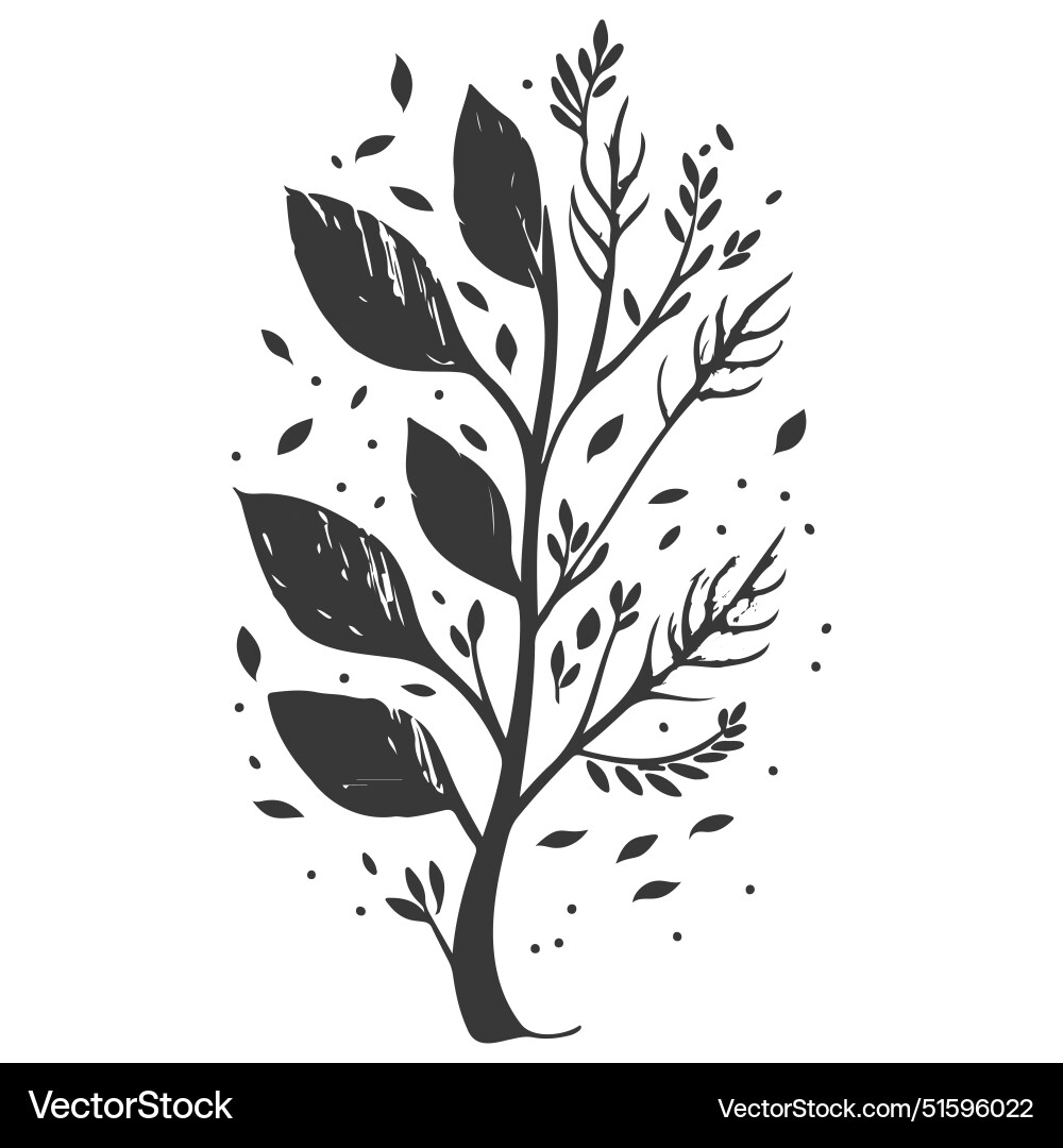 Tree half spring autumn floral grey Royalty Free Vector