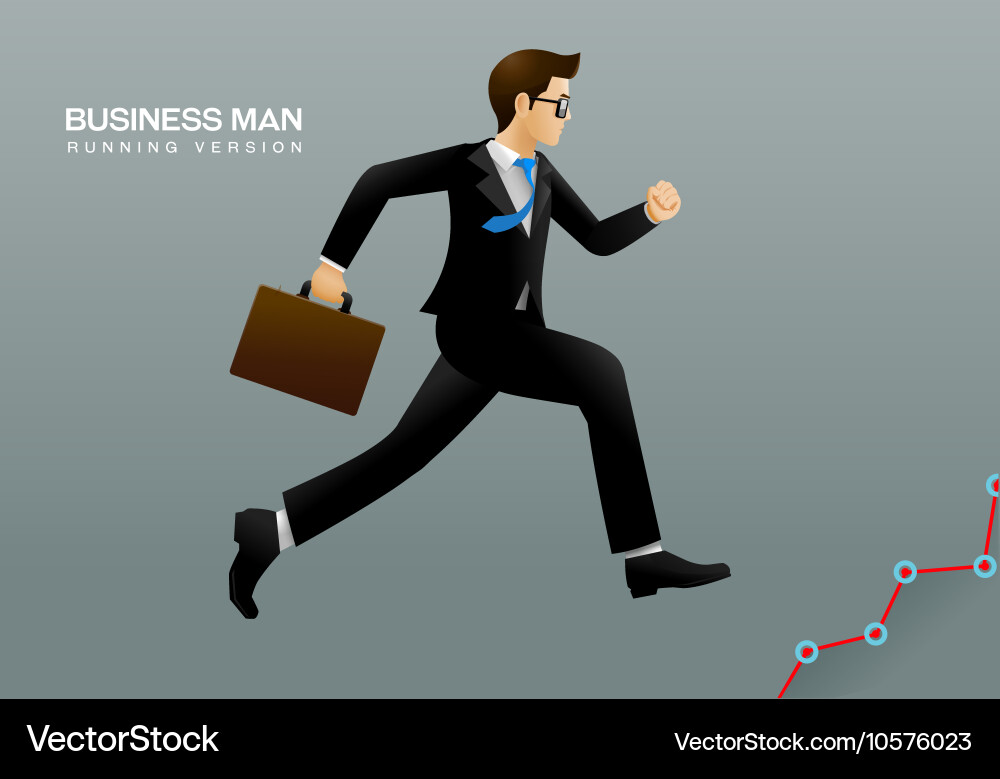 Business man run Royalty Free Vector Image - VectorStock