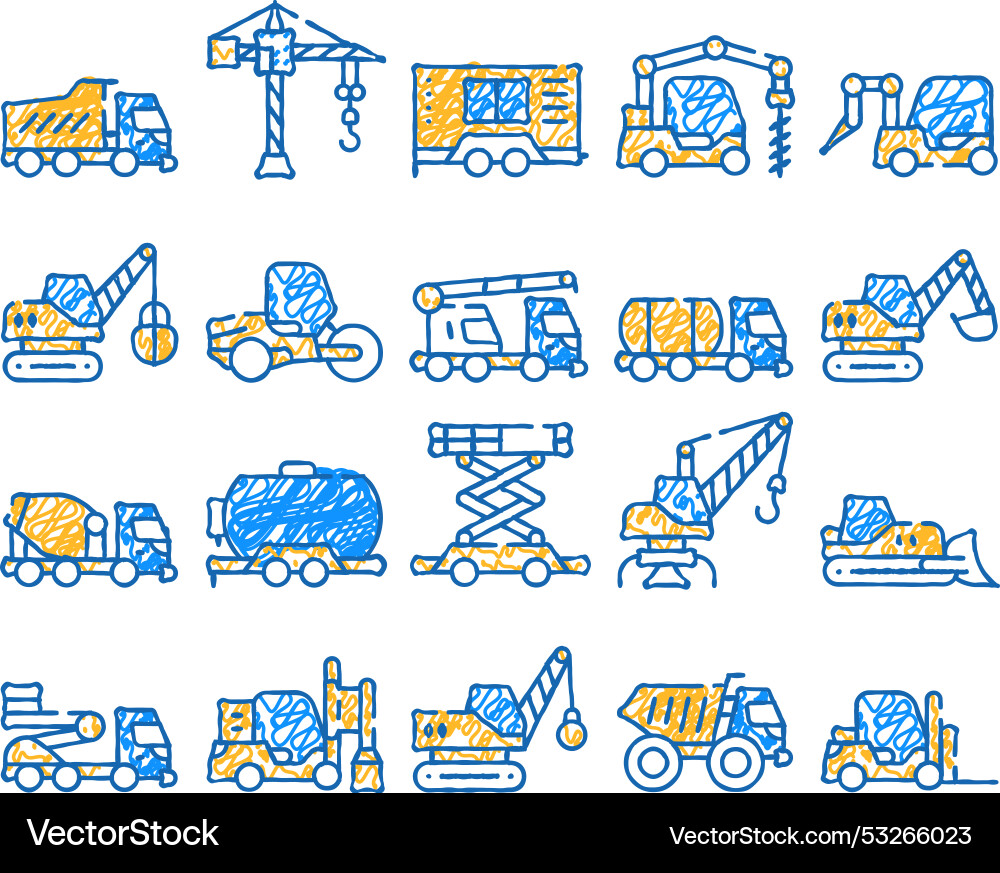 Construction vehicle icon hand drawn Royalty Free Vector