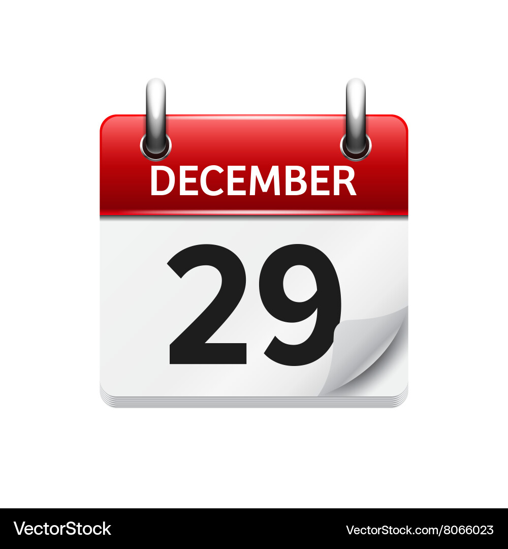 December 29 flat daily calendar icon Royalty Free Vector