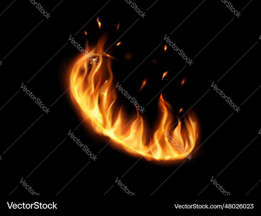 Fire flames on ring isolated 3d round frame Vector Image