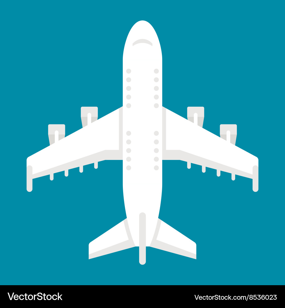 Flat design airplane top view Royalty Free Vector Image