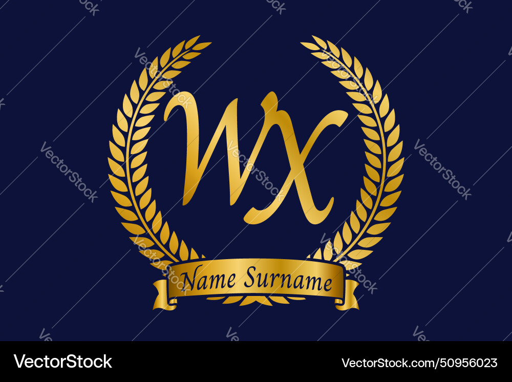 Initial letter w and x wx monogram logo design Vector Image