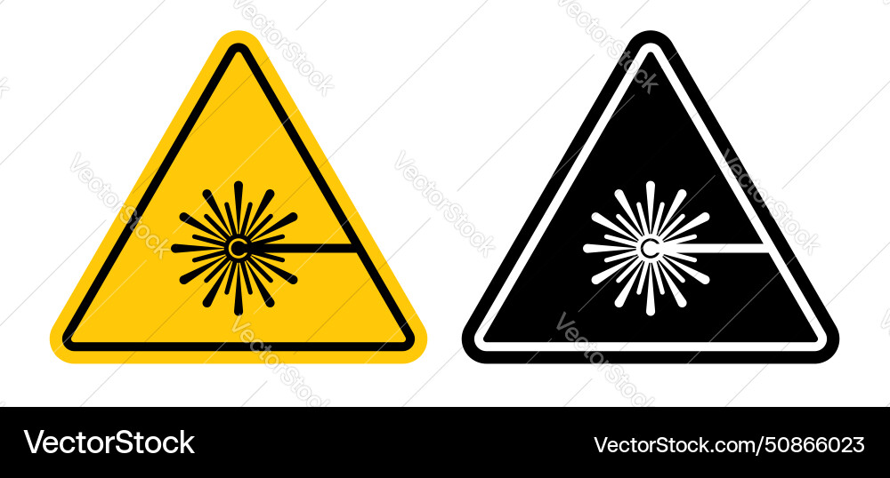 Laser warning icon set notice for areas Royalty Free Vector