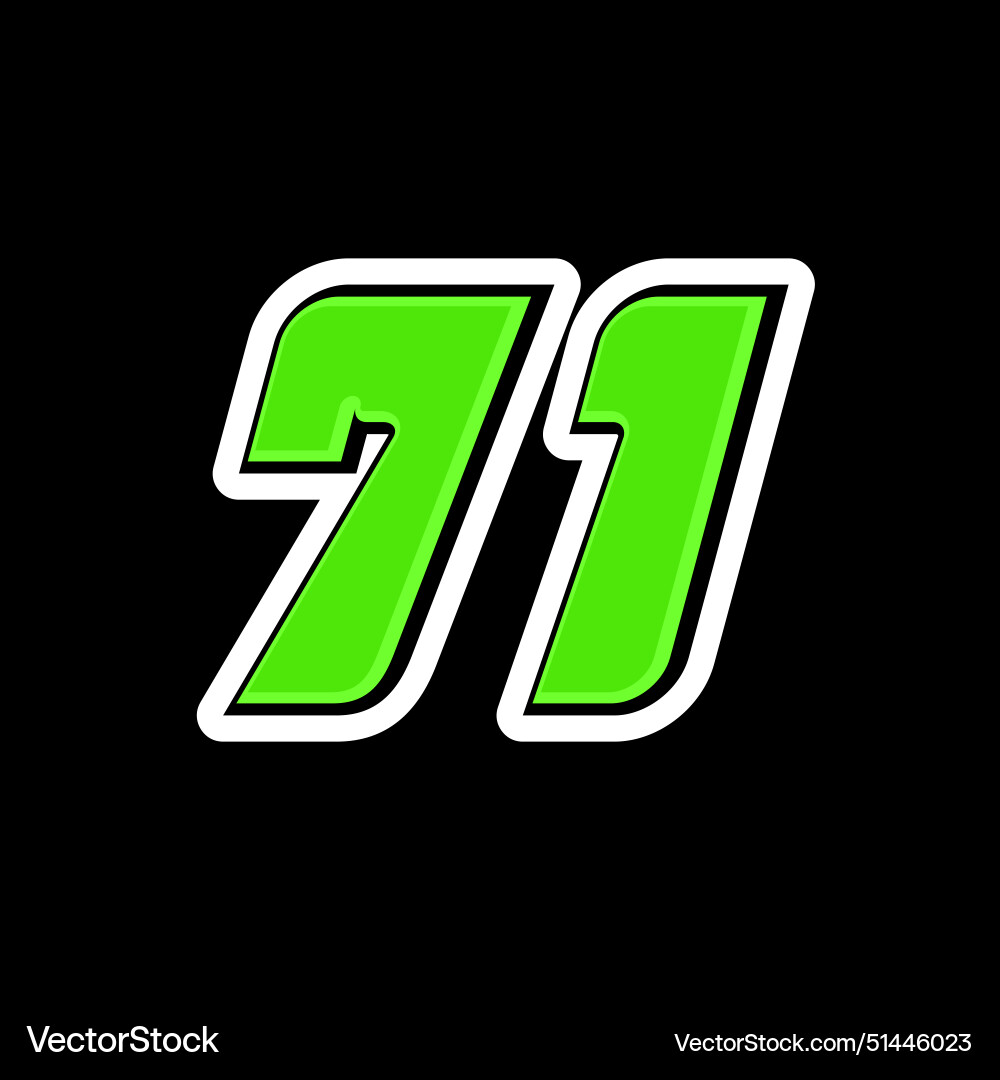 Racing number 71 design template Royalty Free Vector Image