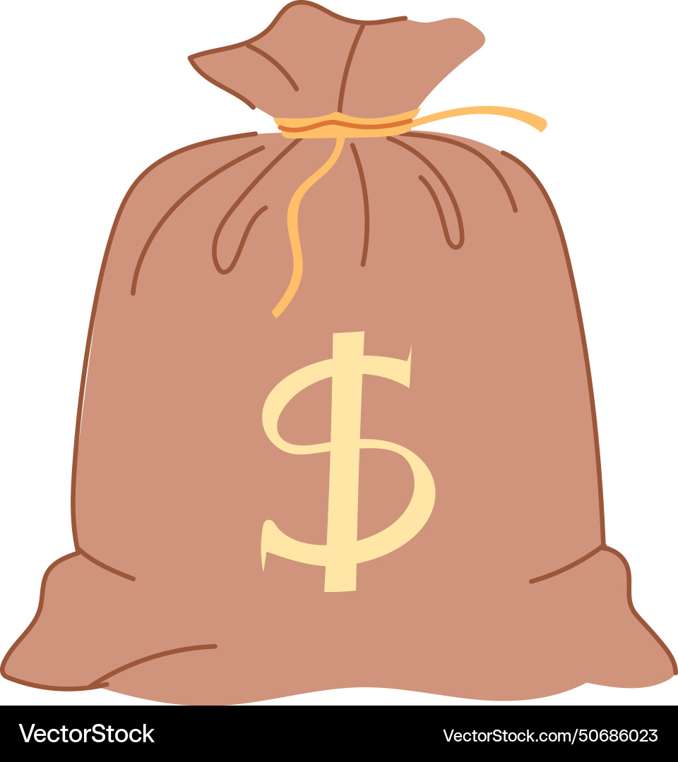 Sack money bag cartoon Royalty Free Vector Image