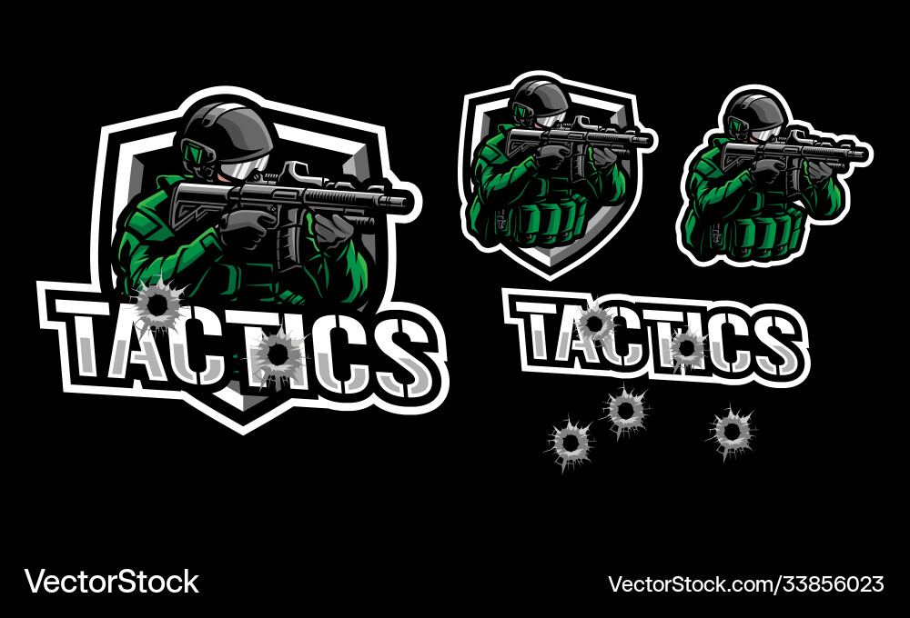 Tactics army mascot logo design Royalty Free Vector Image