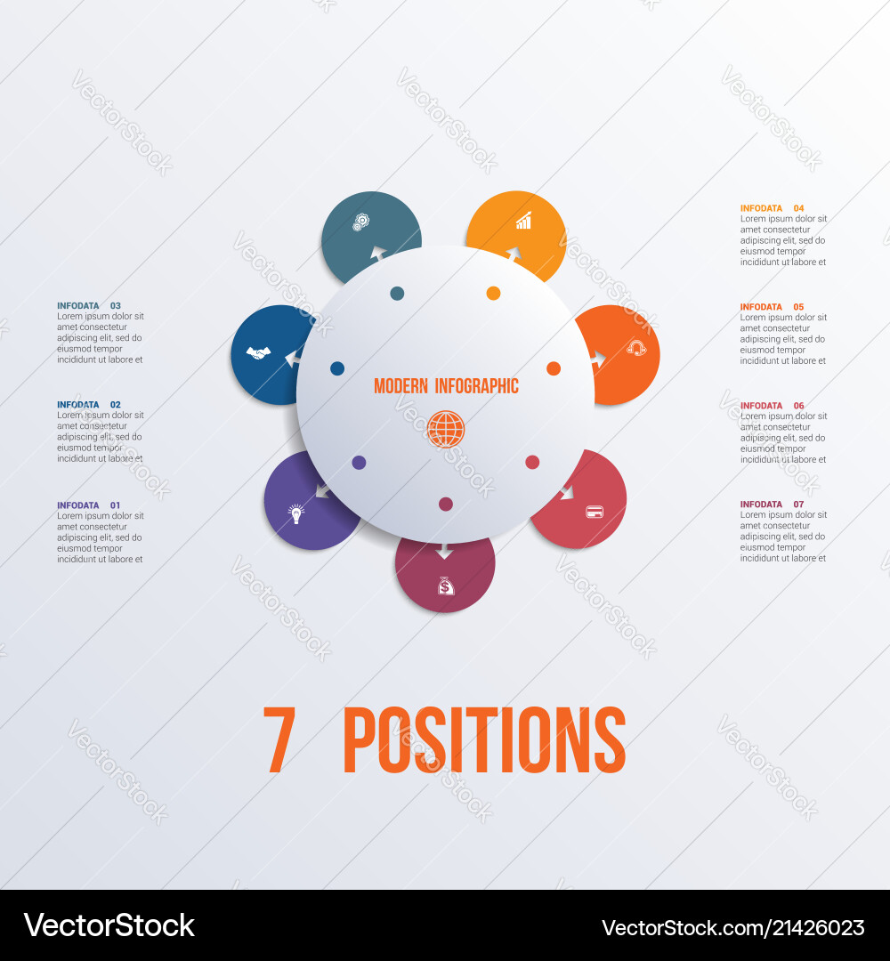 Template Blume bunte Infografiken 7 Positionen Vektorbild