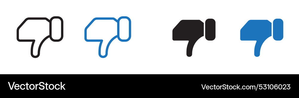 Thumbs down icon set outline Royalty Free Vector Image