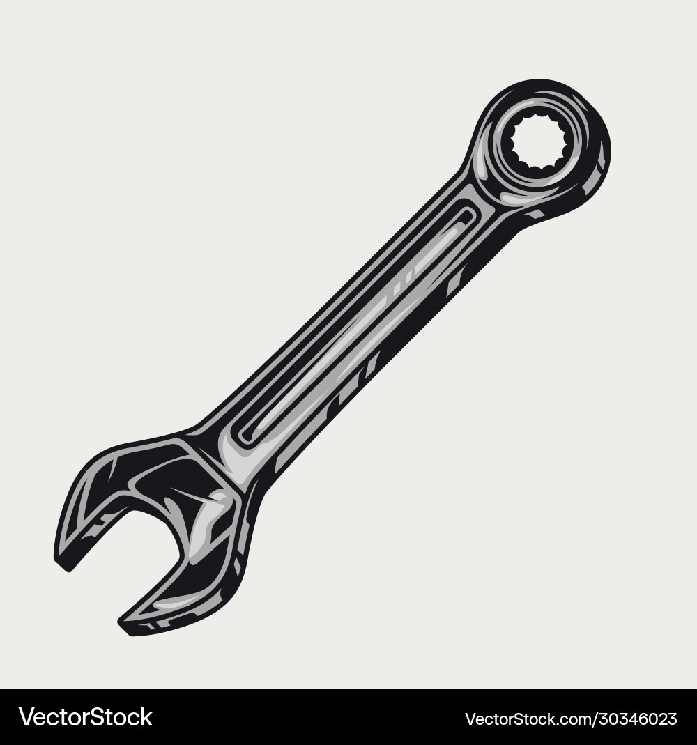 Vintage spanner repair tool concept Royalty Free Vector