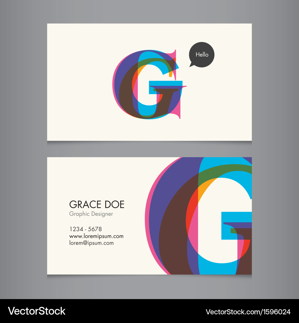 Business card template letter g Royalty Free Vector Image