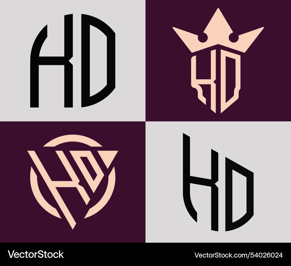 Creative simple initial letters ko logo designs Vector Image