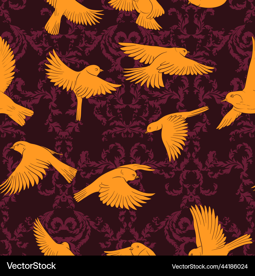 Drawing natural pattern with birds Royalty Free Vector Image