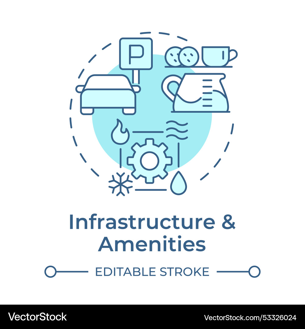 Infrastructure and amenities soft blue concept Vector Image