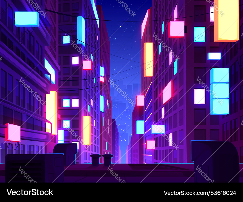 Modern night city rooftop view Royalty Free Vector Image