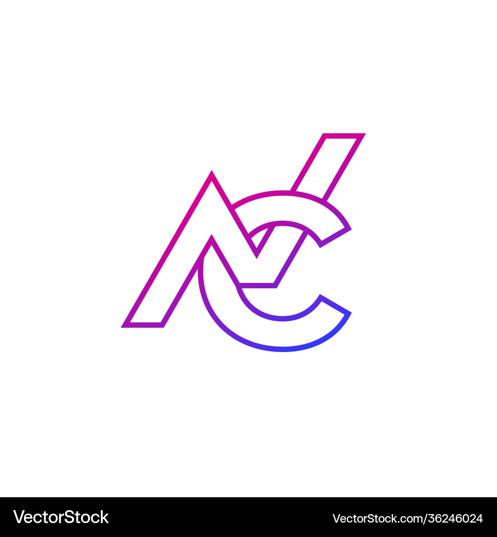 Nc monogram line logo on white Royalty Free Vector Image