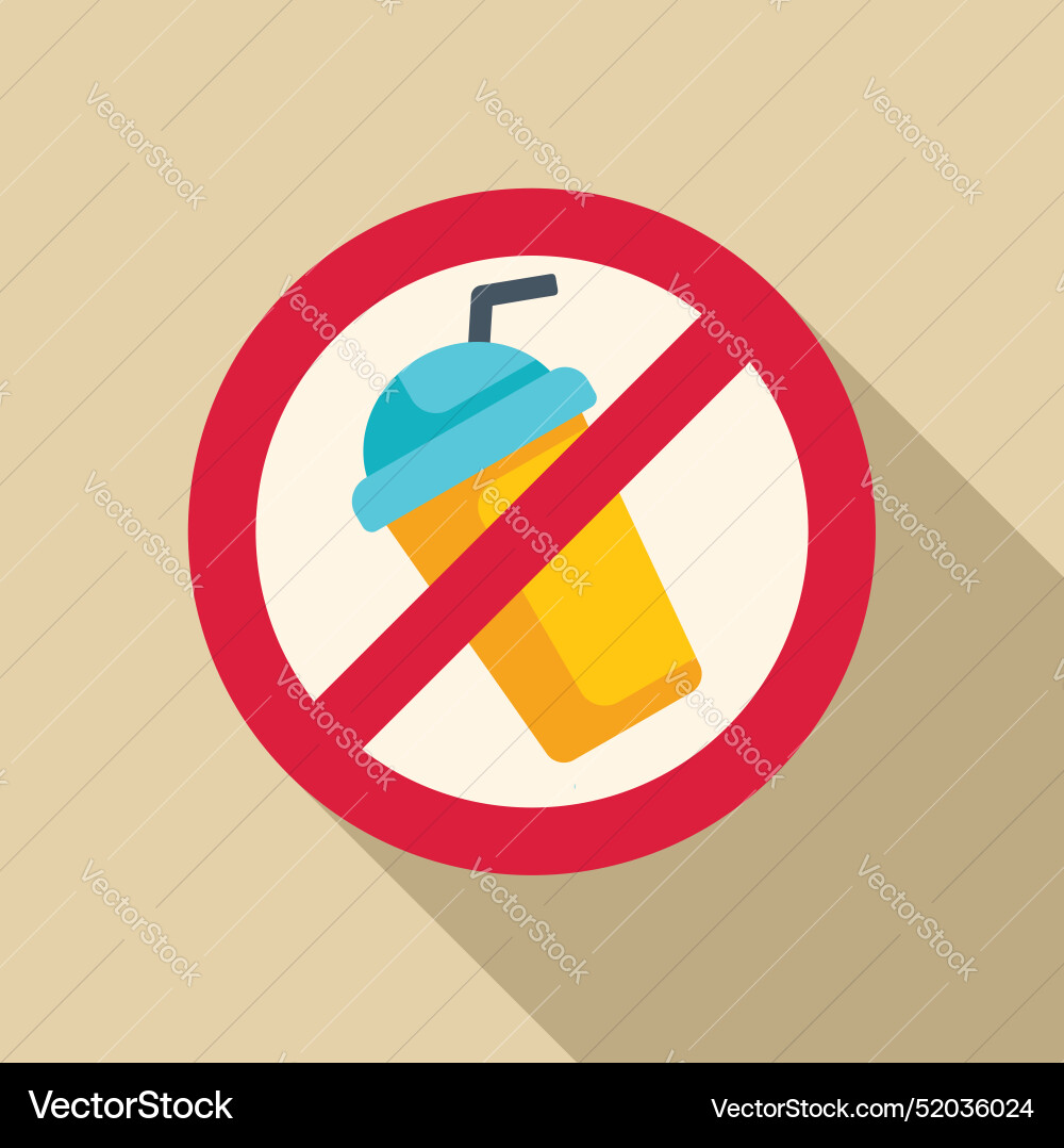 No drinks allowed sign featuring a disposable cup Vector Image