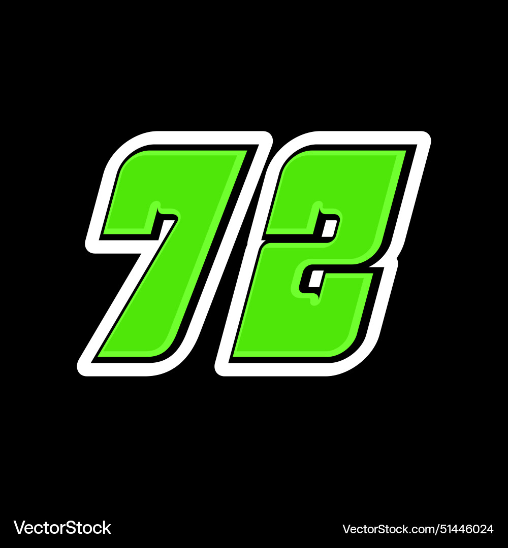 Racing number 72 design template Royalty Free Vector Image