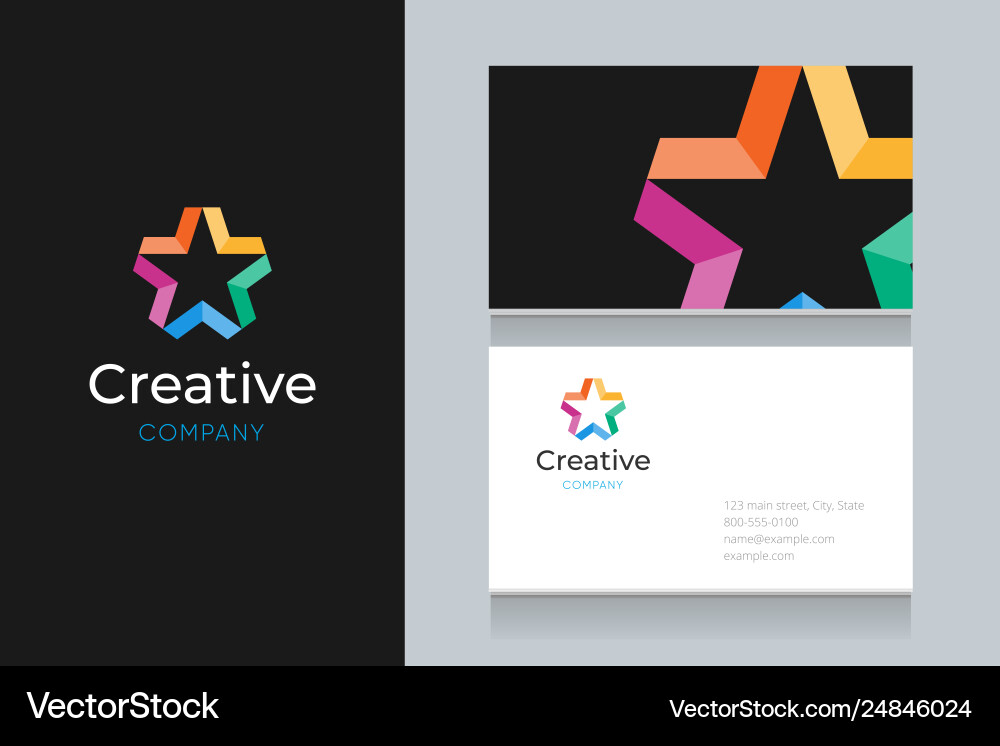 Star-logo-with-business-card Royalty Free Vector Image