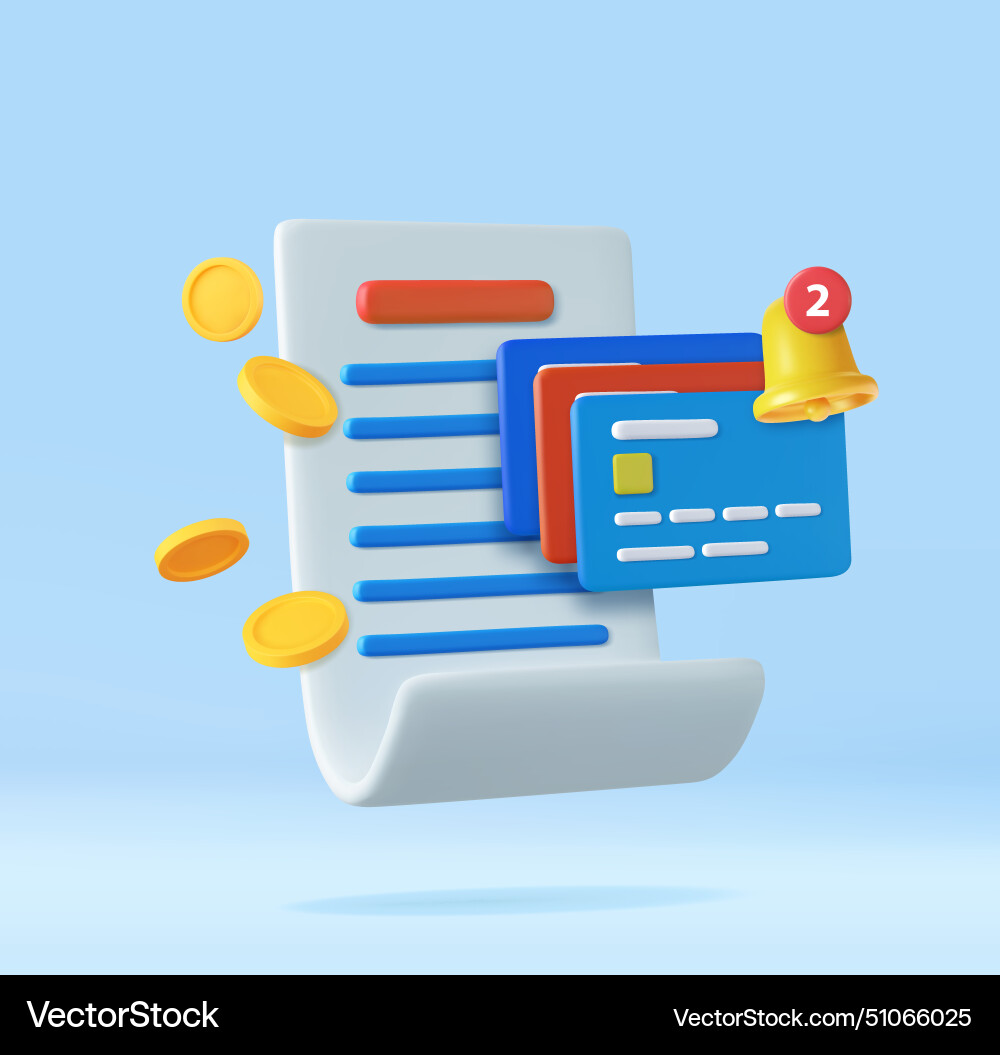 3d bill payment with credit card Royalty Free Vector Image