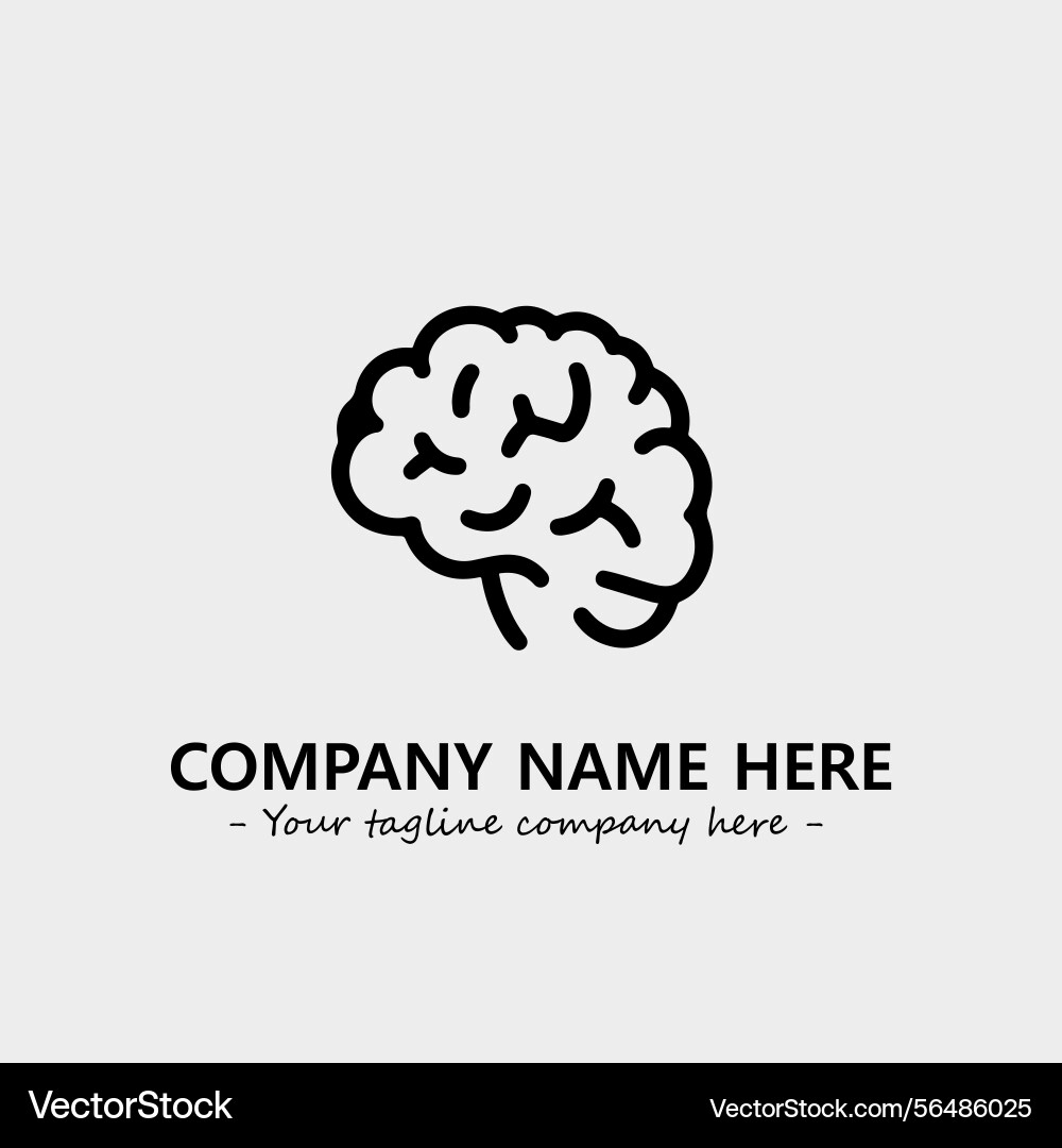 Brain black and white for logo company image – Royalty-Free Vector ...