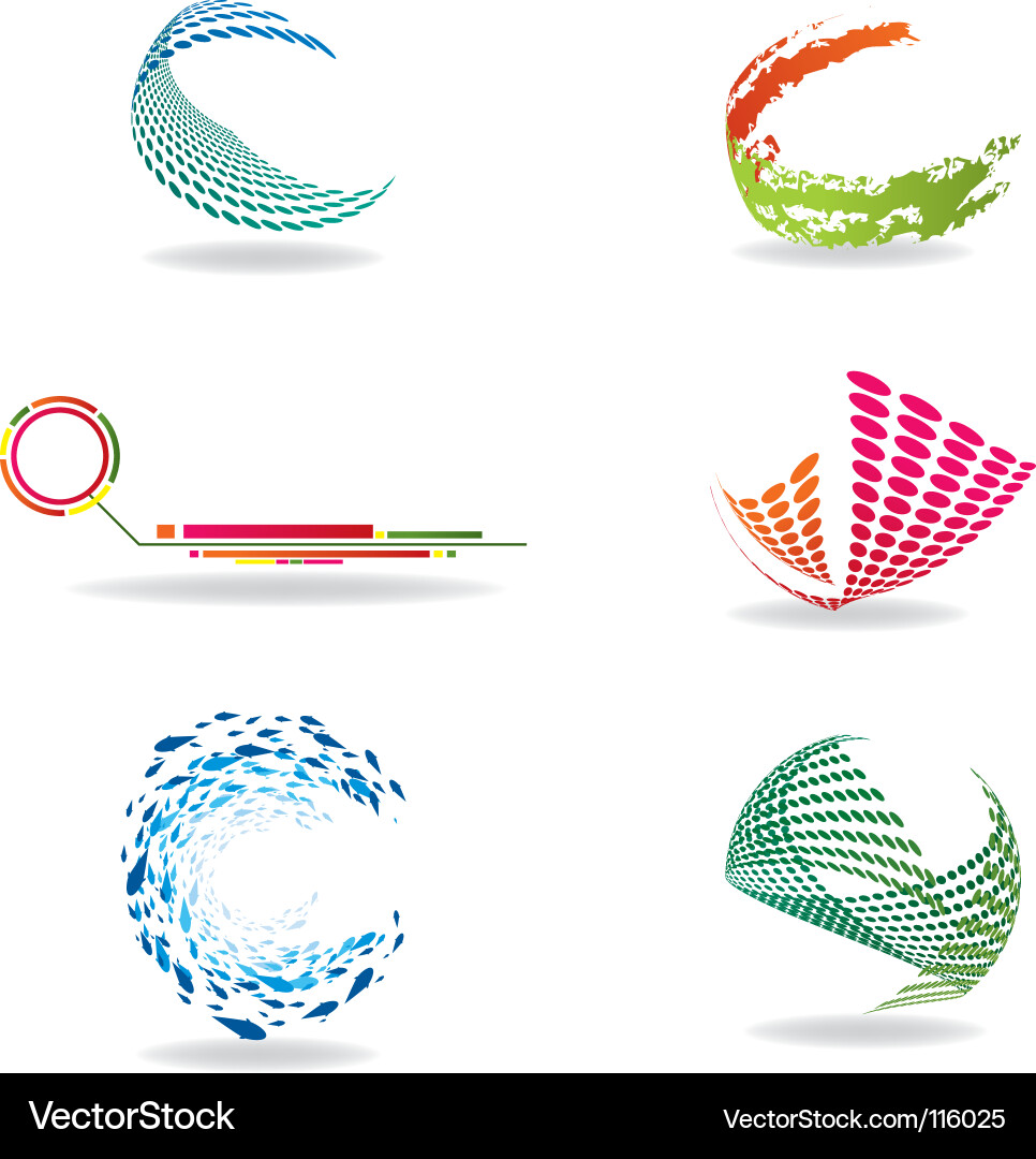 Colorful halftone icons Royalty Free Vector Image