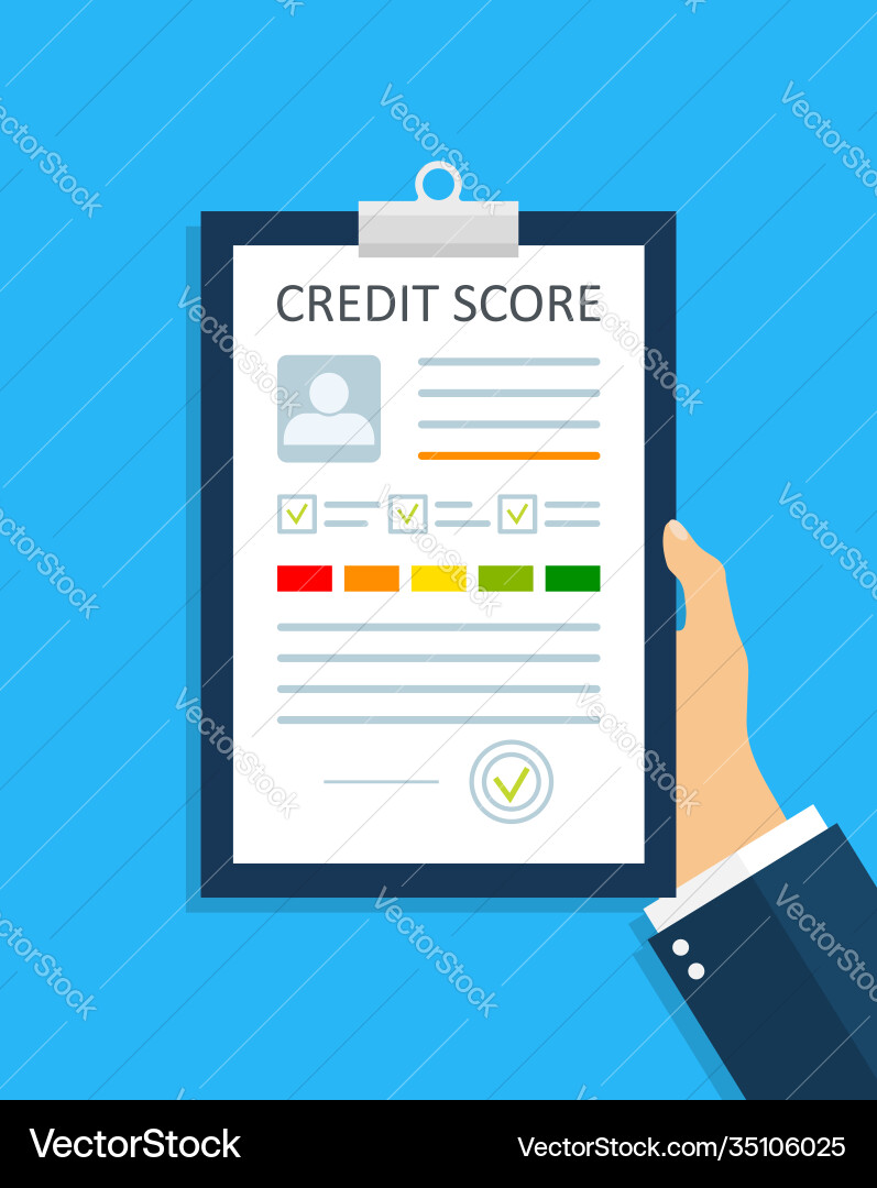 Credit Score mit Berichtsverlaufsrate Lizenzfreier Vektor