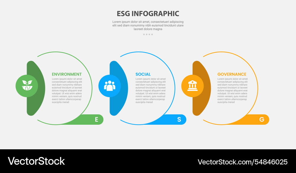 Esg infographic outline style with 3 point Vector Image