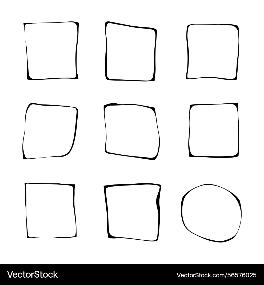 Minimal hand-drawn squares set of simple hand Vector Image