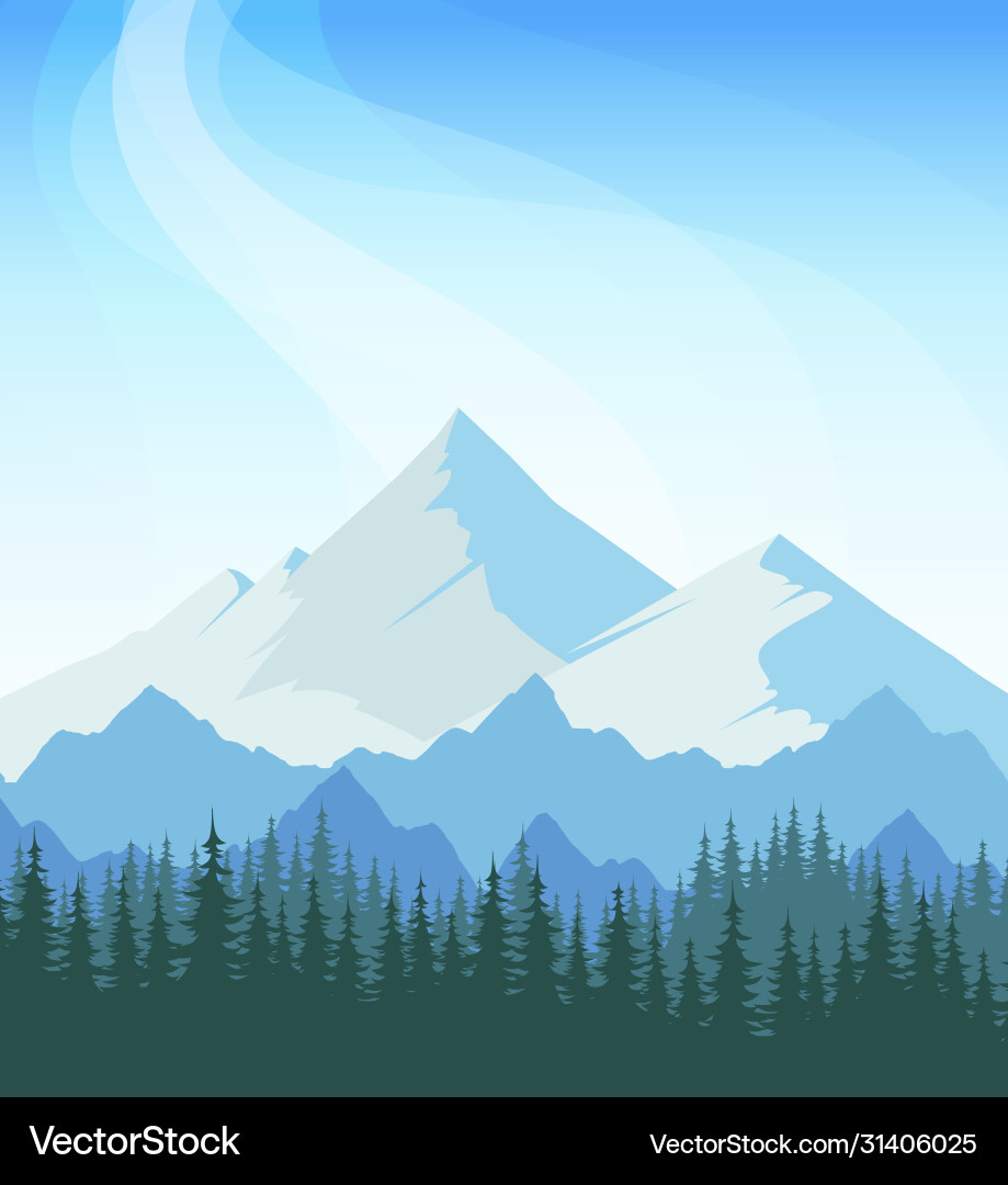 Mountain landscape with blue sky and forest Vector Image