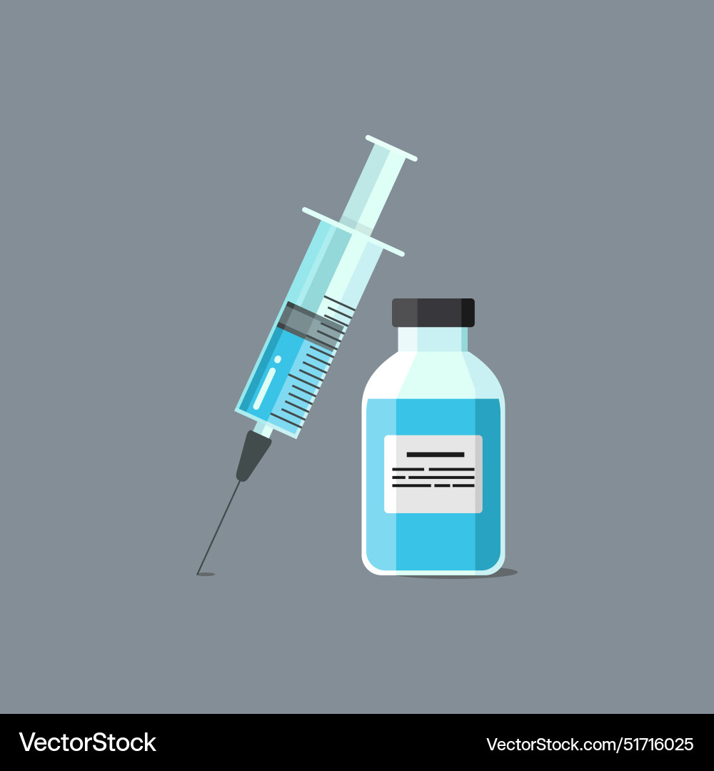 Syringe needle inject icon flat graphic Royalty Free Vector