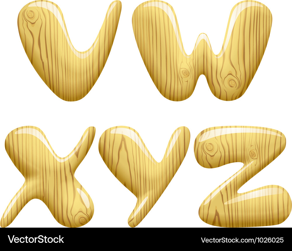 Wood alphabet letters Royalty Free Vector Image