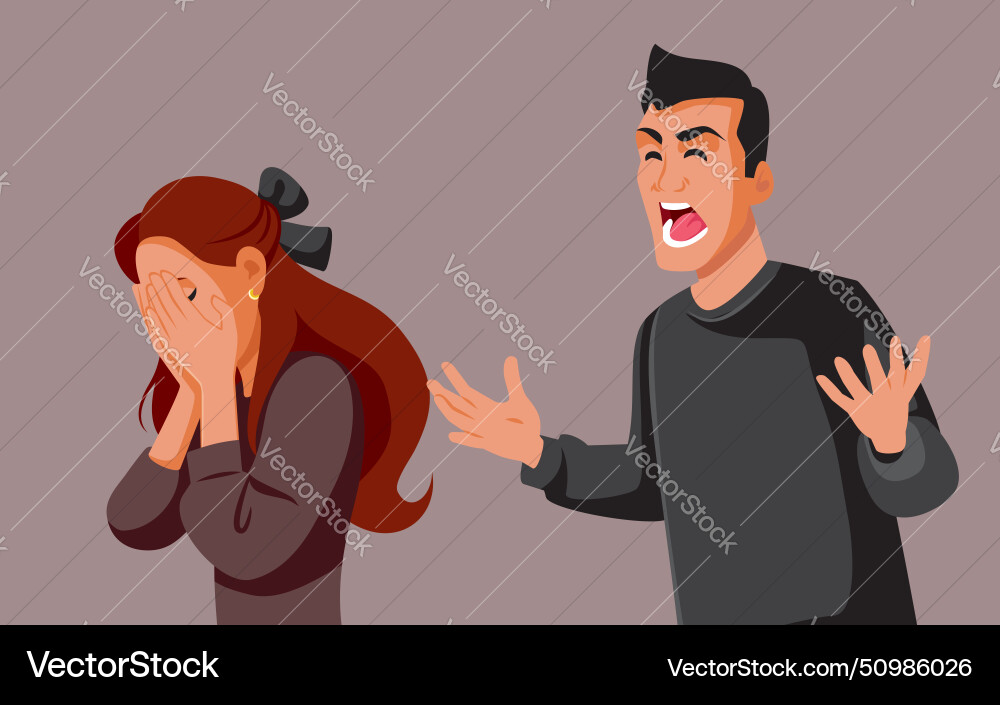 Angry man screaming at his distressed girlfriend Vector Image