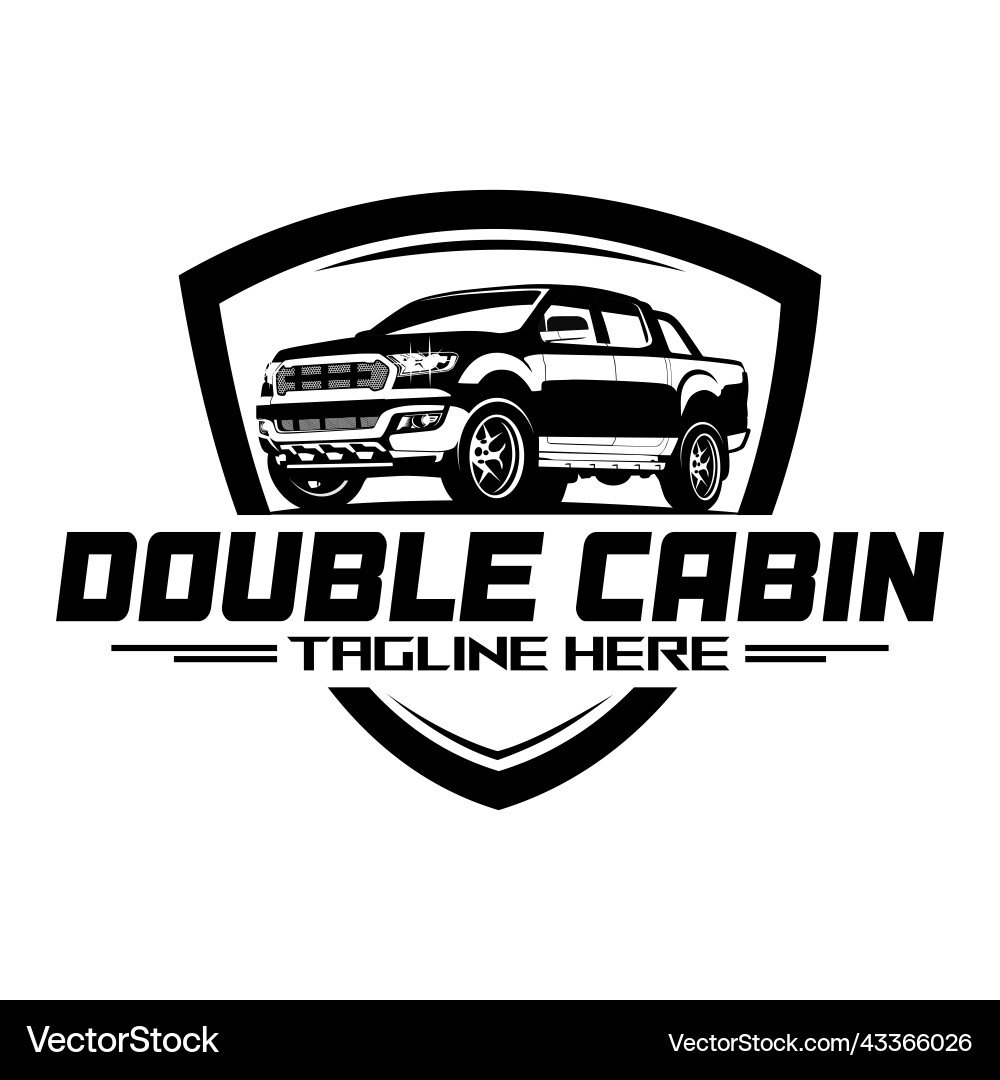 Badge logo double cabin pickup car Royalty Free Vector Image