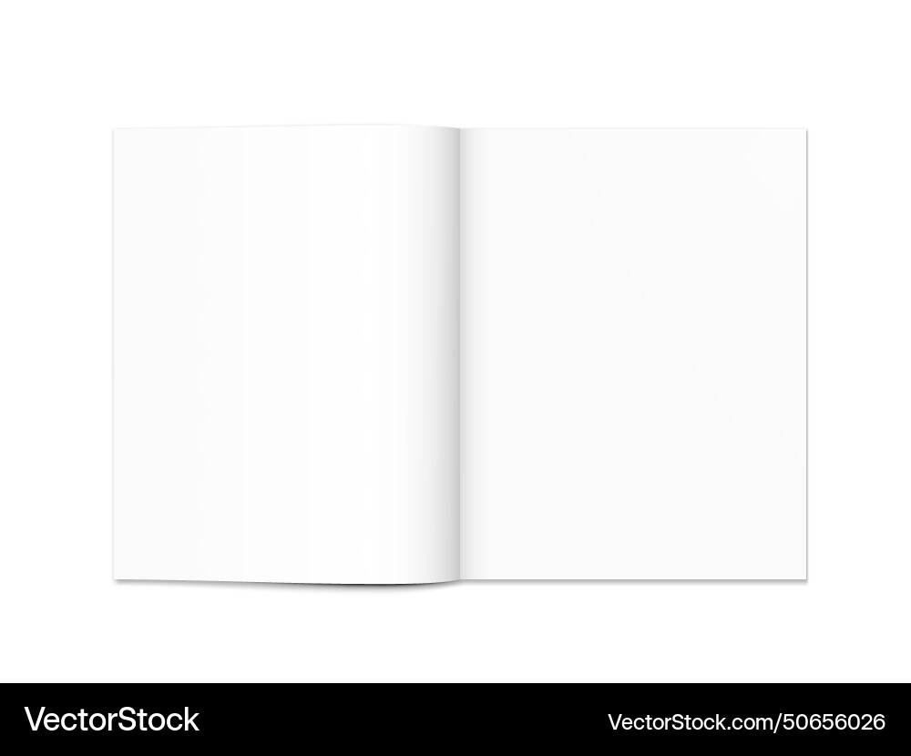 Blank open magazine with clear pages on white Vector Image