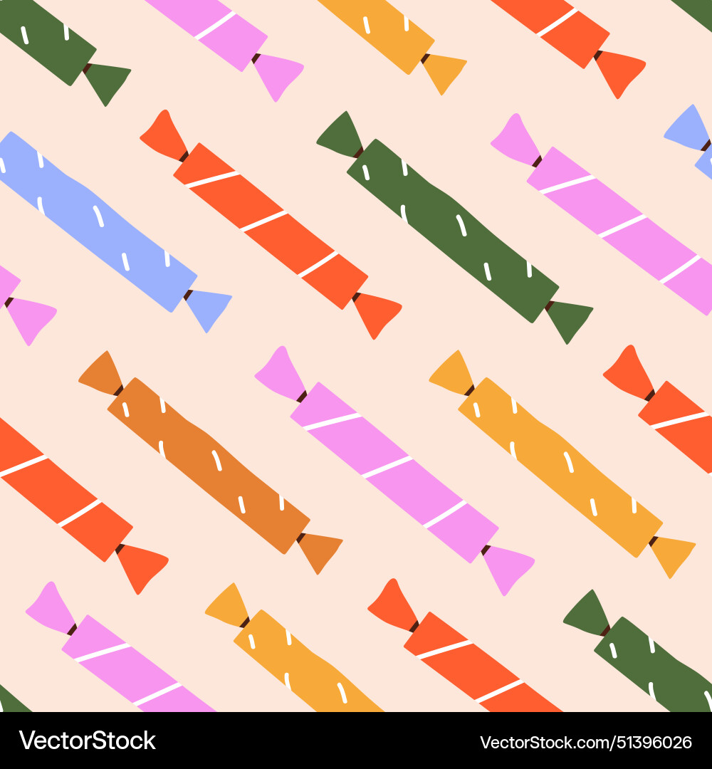 Candies pattern wrapped sweets seamless Royalty Free Vector