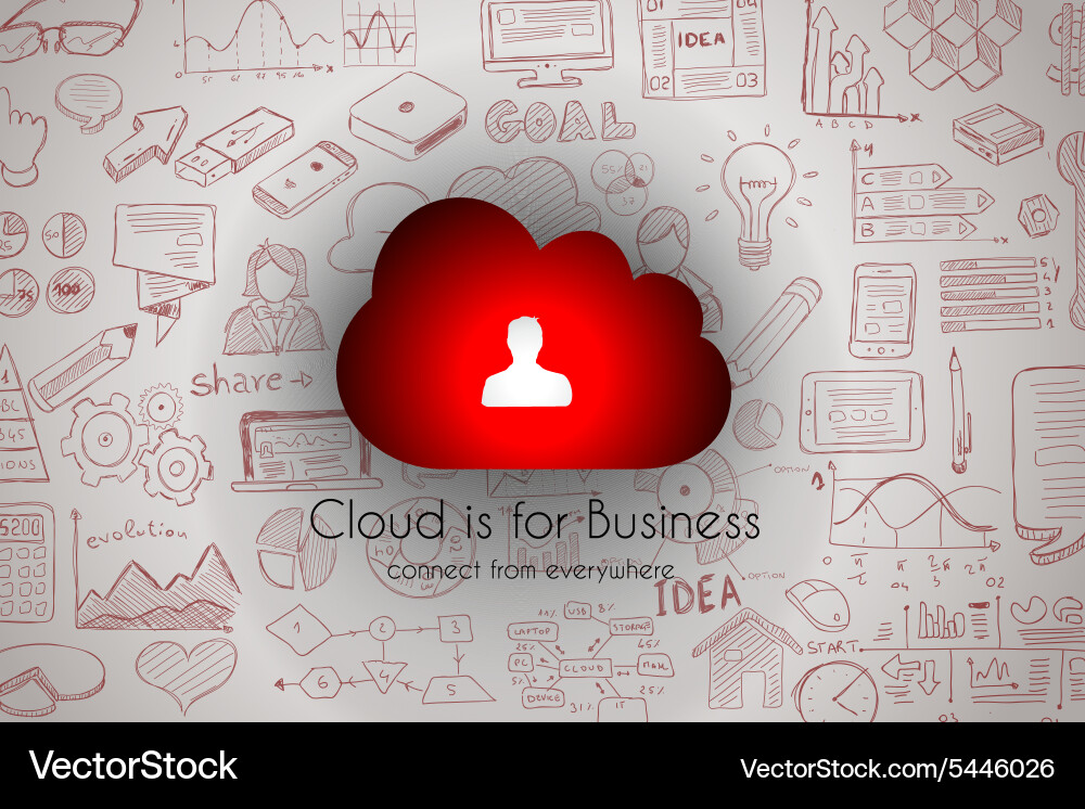 Cloud Computing Konzept mit Infografikskizze Vektorbild